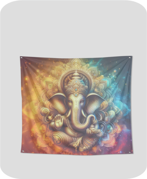 Lord Ganesha – Tapestry - Purple and Blue